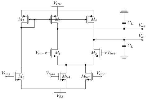 Schematics Of A Single Stage Fully Differential Amplifier Circuit Download Scientific Diagram