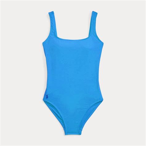 Polo Ralph Lauren Scoopback One Piece Swimsuit In White Endource
