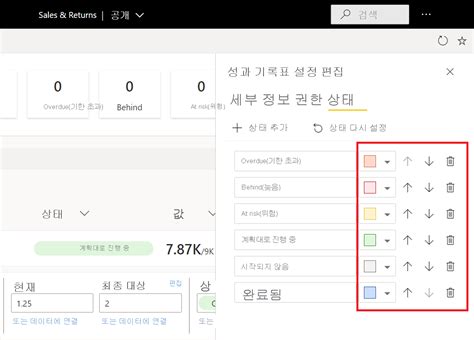 성과 기록표의 상태 사용자 지정 Power Bi Microsoft Learn