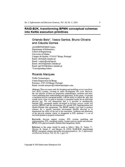 Raid B2k Transforming Bpmn Conceptual Schemas Into Kettle Execution Primitives Pdf
