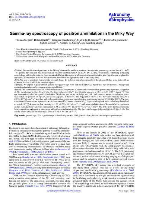 Pdf Gamma Ray Spectroscopy Of Positron Annihilation In The Milky Way Fabrizia Guglielmetti