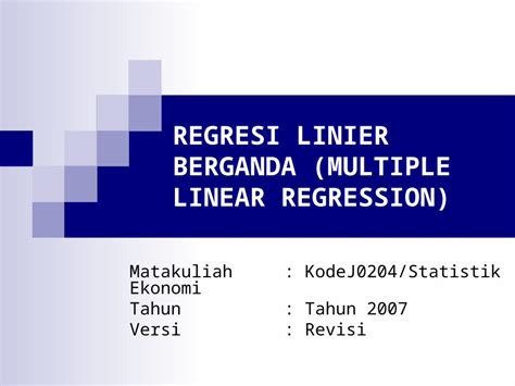 PPT REGRESI LINIER BERGANDA MULTIPLE LINEAR REGRESSION DOKUMEN TIPS