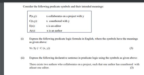 Solved Consider The Following Predicate Symbols And Their Chegg