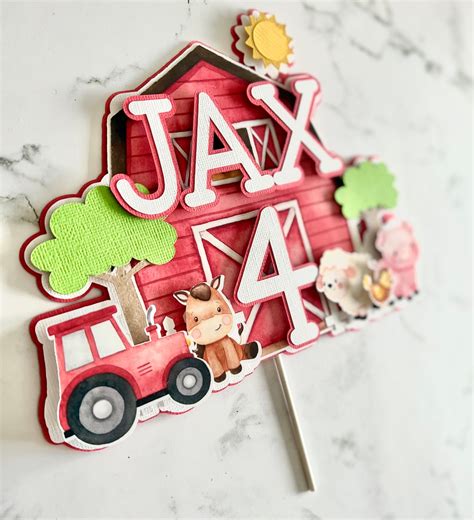 Farm Cake Topper Birthday Cake Topper Tractor Cake Topper Etsy