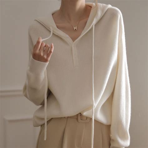 포스티 플래그 소프트 후드 니트