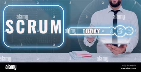 Text Sign Showing Scrum Concept Meaning Handwriting As Distinct From Print Written Characters