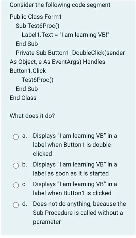 Solved Consider The Following Code Segment Public Class