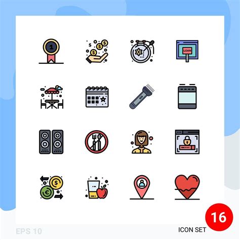 16 Creative Icons Modern Signs And Symbols Of Table Money Art Loan Credit Editable Creative