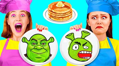 팬케이크로 창조적 인 도전 함께wednesday Addams 재미있는 상황 Fun Challenge Youtube