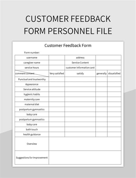 Free Feedback Form Templates For Google Sheets And Microsoft Excel Slidesdocs