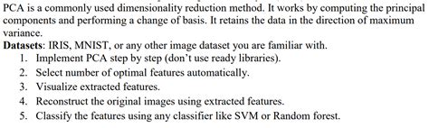 Solved PCA Is A Commonly Used Dimensionality Reduction Chegg Com