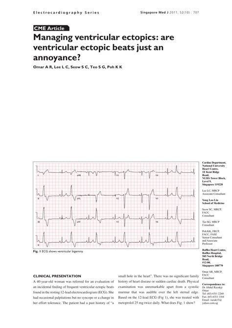 Pdf Managing Ventricular Ectopics Are Ventricular Ectopic Beats Just An Annoyance