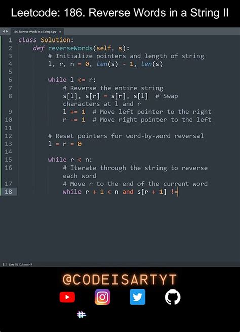 Leetcode 186 Reverse Words In A String Ii In Python Python Leetcode