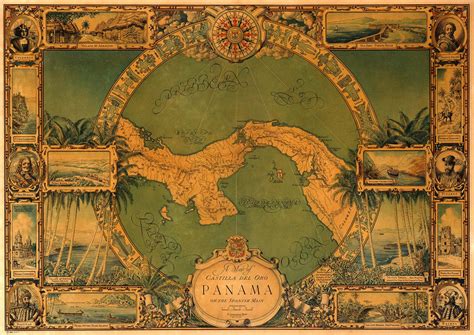 1930 Map Of Panama Vintage Pictorial Panama Map Canal Zone Etsy