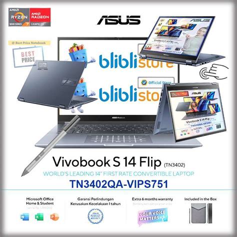 Jual Laptop Asus Vivobook Flip Tn3402qa Vips751 R7 5800h Transparent Silver Di Seller Best