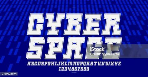 로고 및 포스터를 위한 현대적인 미니멀 테크 폰트 미래 기술 스타일의 벡터 알파벳 문자 및 숫자 타이포그래피 사이버펑크 테크니컬 미래형 서체 이탤릭체 버전 가상현실에 대한