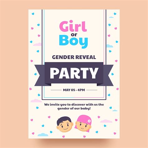 Modelo De Convite Para Festa De Revela O De Sexo Vetor Gr Tis