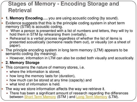 stages of memory encoding storage and retrieval