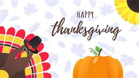 터키 플래그 텍스트와 호박 행복 한 추수 감사절 플랫 스타일 디자인 포스터 벡터 일러스트 모자와 색깔의 깃털터키 휴일을 축하 11월에 대한 스톡 벡터 아트 및 기타 이미지