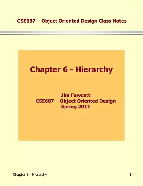 Ppt Chapter 6 Hierarchy Jim Fawcett Cse687 Object Oriented Design Spring 2011 Powerpoint