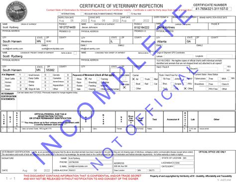 Veterinary Health Certificate Dd Form 2209 Fill Out And Sign Online