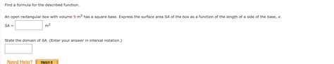 Solved Find A Formula For The Described Function An Open Chegg