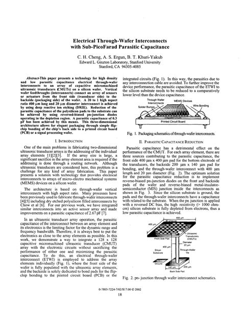 Pdf Electrical Through Wafer Interconnects With Sub Picofarad Parasitic Capacitance Mems