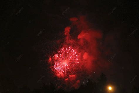 Colorful Firework In The Black Night Sky Display Exploded Effect Photo
