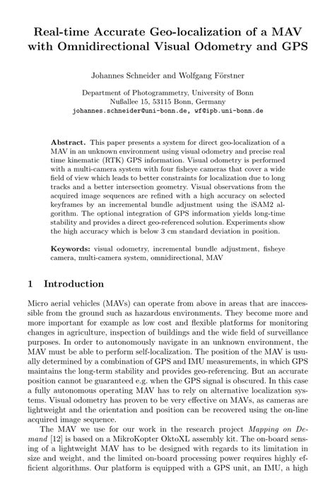 Pdf Real Time Accurate Geo Localization Of A Mav With Omnidirectional Visual Odometry And Gps