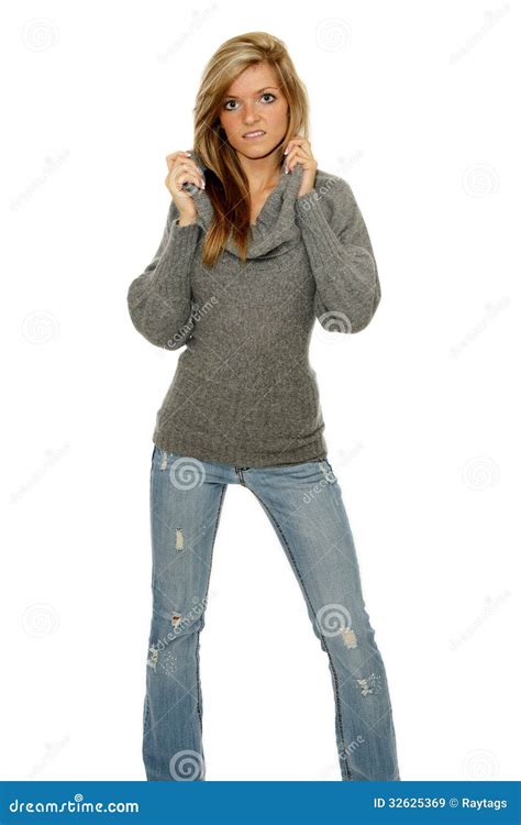 Modelo De Moda Imagen De Archivo Imagen De Gris Mujer 32625369