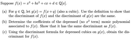 suppose f x x3 bx2 cx d∈q[x] a for q∈q let