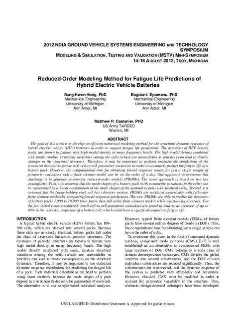 Pdf Reduced Order Modeling Method For Fatigue Life Predictions Of