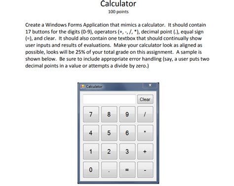 Solved Calculator 100 Points Create A Windows Forms