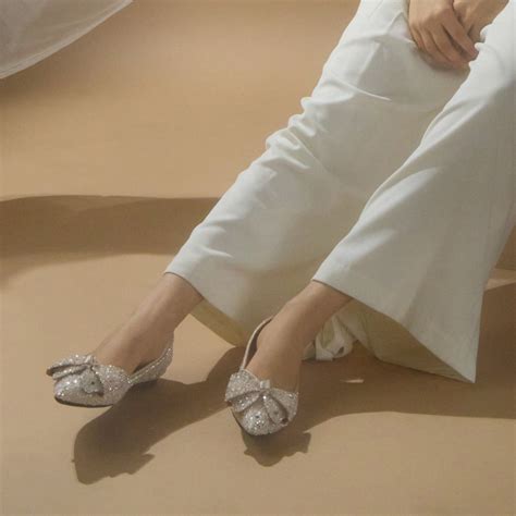 White Embellished Bow Ballerina The Cai Store