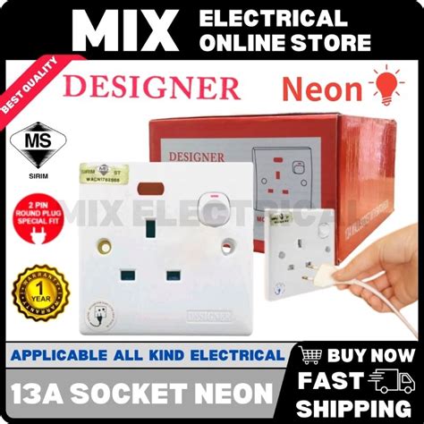 SIRIM Designer 13A Switch Socket With Neon Sirim 13A Plug Socket Switch Socket Outlet Wall