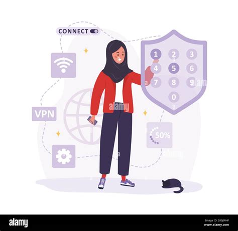 Vpn Connection Arabian Woman Using Virtual Private Network Password