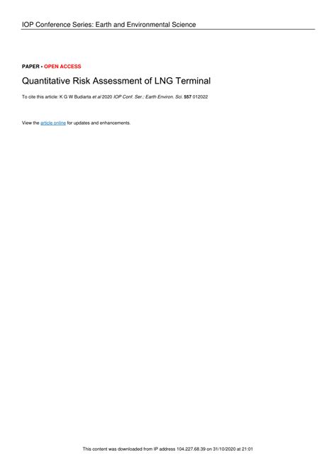 Pdf Quantitative Risk Assessment Of Lng Terminal