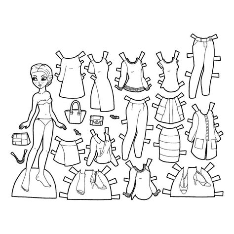 Раскраска Бумажная кукла с простыми и изящными нарядами распечатать или скачать