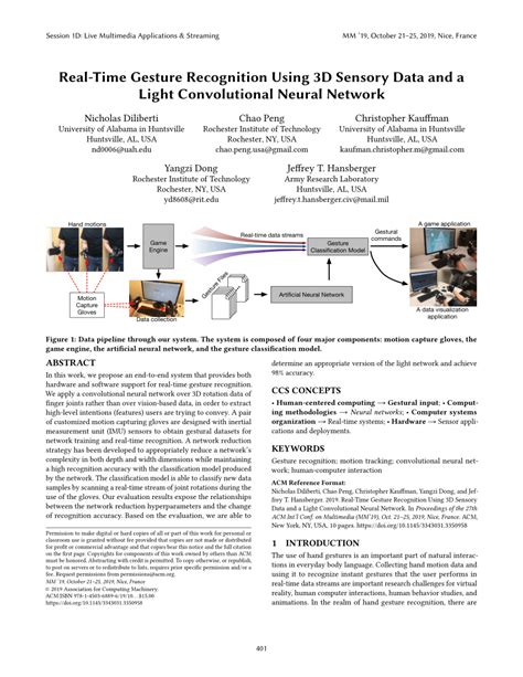 Pdf Real Time Gesture Recognition Using 3d Sensory Data And A Light Convolutional Neural Network