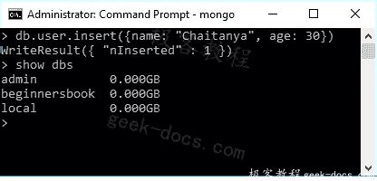 MongoDB 数据库创建 极客教程