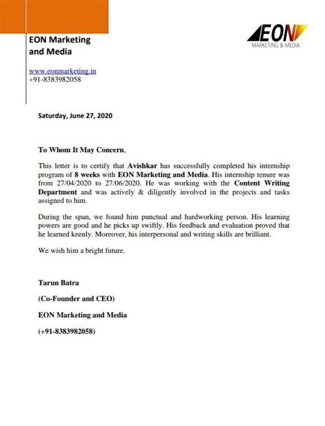 Avishkar Gandhi On Linkedin I Sincerely Wants To Thank Eon Marketing And Media For Providing Me