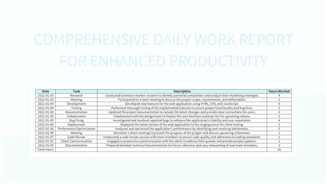 Free Daily Work Report Templates For Google Sheets And Microsoft Excel Slidesdocs