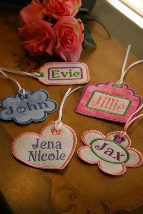 Personalized Custom Name Tag In Fun Shapes With Ribbon Tie