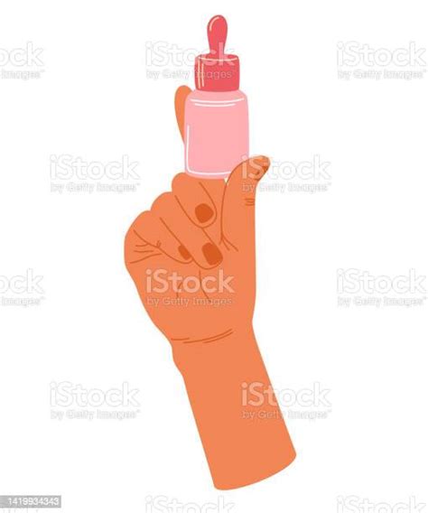 크림을 들고 있는 여성의 손 화장품 우유 바디 및 얼굴 크림 세척 얼굴 마사지 매일 피부 관리 루틴과 위생 개념 벡터 일러스트 레이 션 개념에 대한 스톡 벡터 아트 및 기타