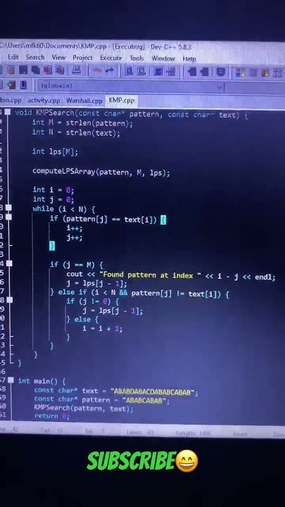knuck morris path in c codinglife coding programminglanguage codelife codingtime youtube