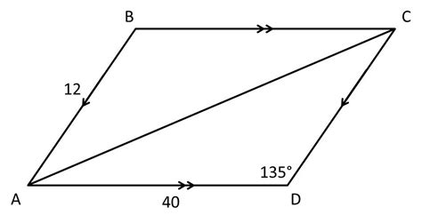 act math how to find the length of the diagonal of a parallelogram