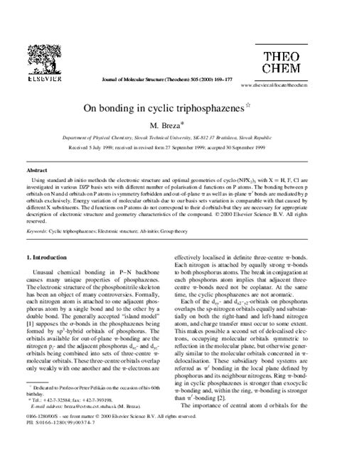 Pdf On Bonding In Cyclic Triphosphazenes