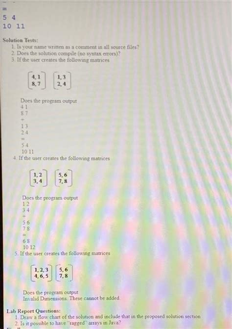 Solved Write A Program That Creates Two Matrices Of Whole