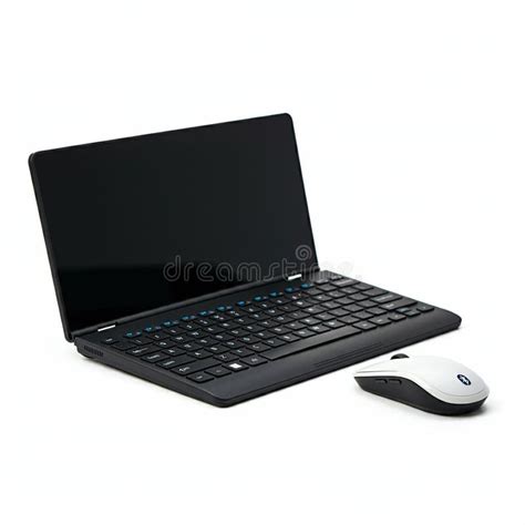 Compact Black Laptop With A Sleek Design Featuring A Full Qwerty Keyboard With Blue Stock