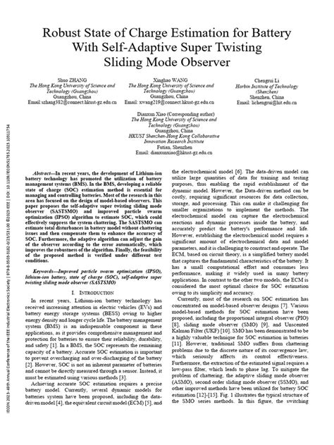 Robust State Of Charge Estimation For Battery With Self Adaptive Super Twisting Pdf Kalman